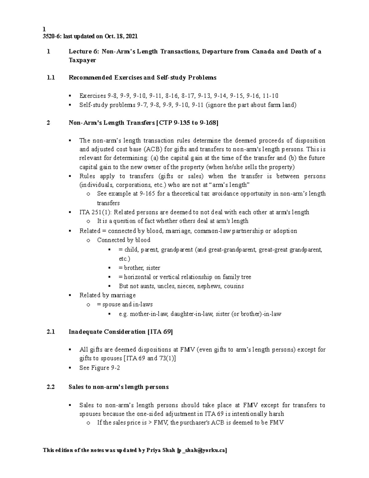 ADMS 3520 Lecture 6 - 3520-6: last updated on Oct. 18, 2021 1 Lecture 6 ...