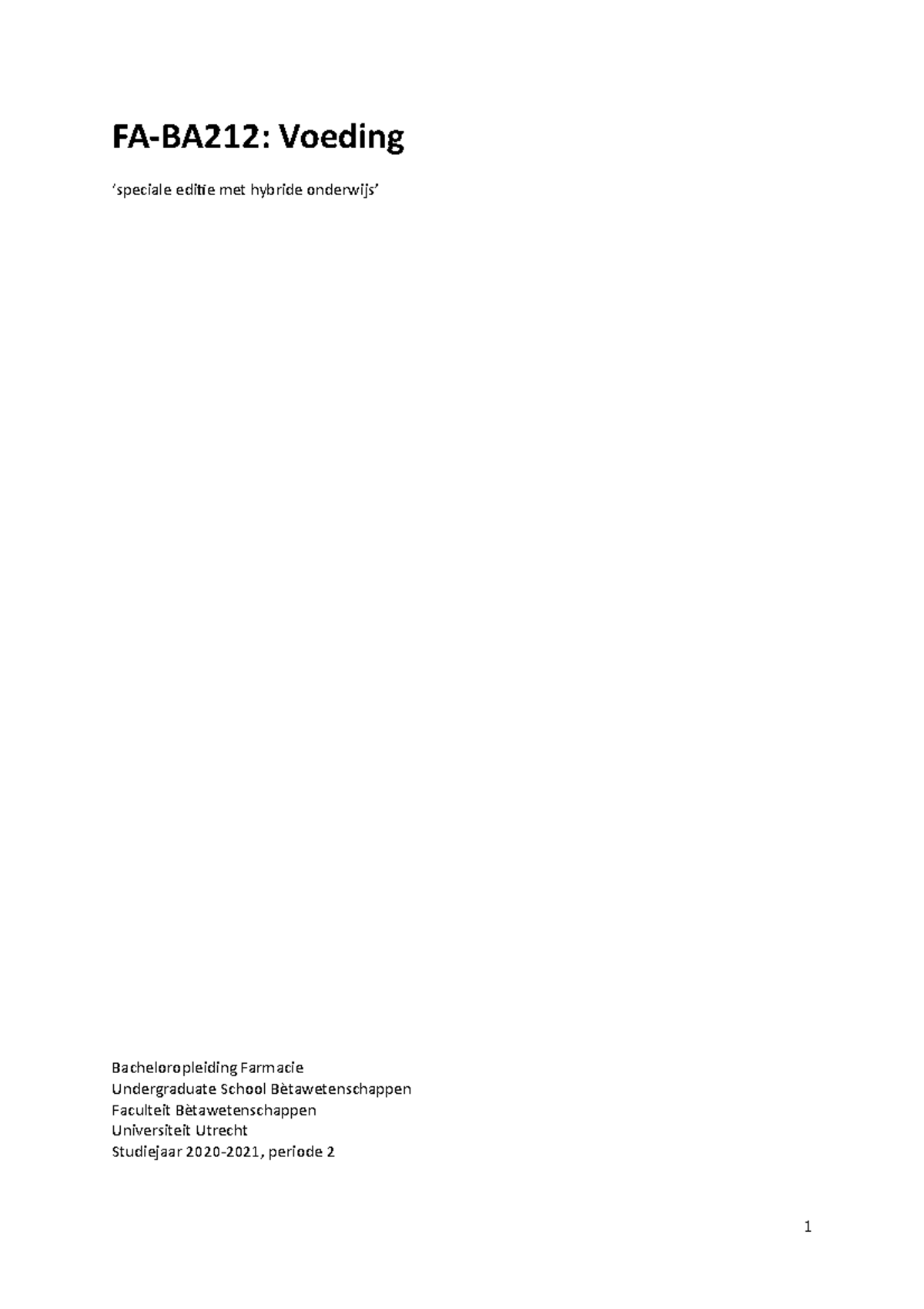 Curswijzer BA212 periode 2 2020-2021 - FA-BA212: Voeding ‘speciale ...