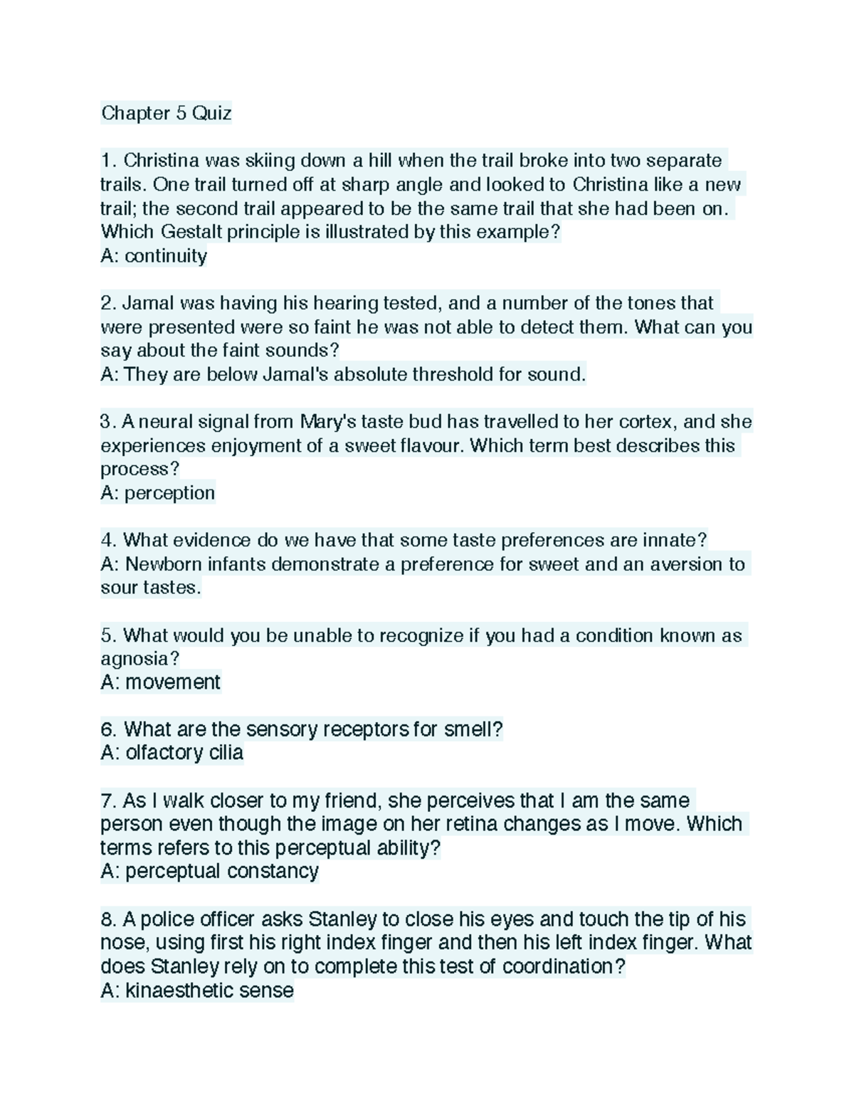 Chapter 5 Quiz PDF - Quiz Material - Chapter 5 Quiz Christina was ...