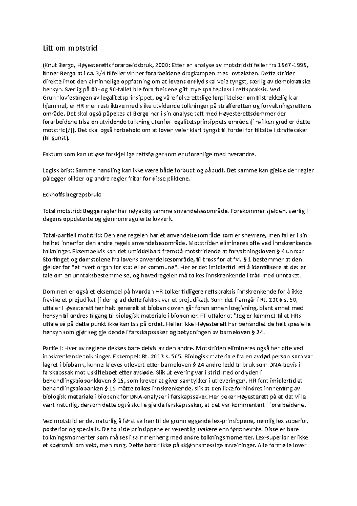 Litt om motstrid - Litt om motstrid (Knut Bergo, Høyesteretts ...