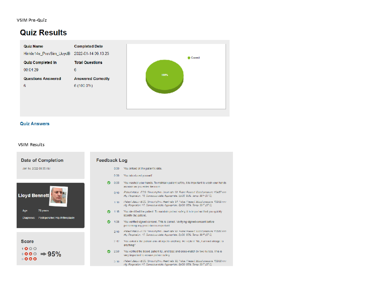 VSIM Lloyd Bennett - sim - VSIM Pre-Quiz VSIM Results VSIM Post-Quiz ...