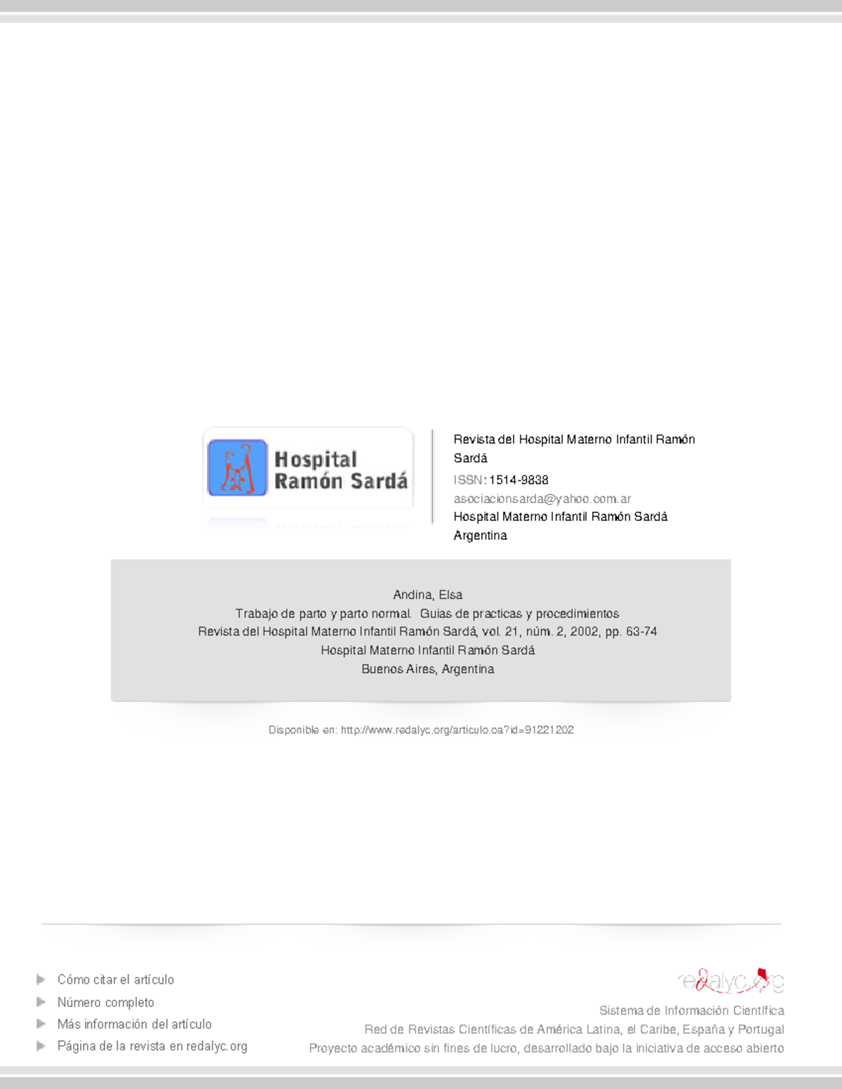 91221202 - Kdndn - Revista del Hospital Materno Infantil Ramón Sardá ...