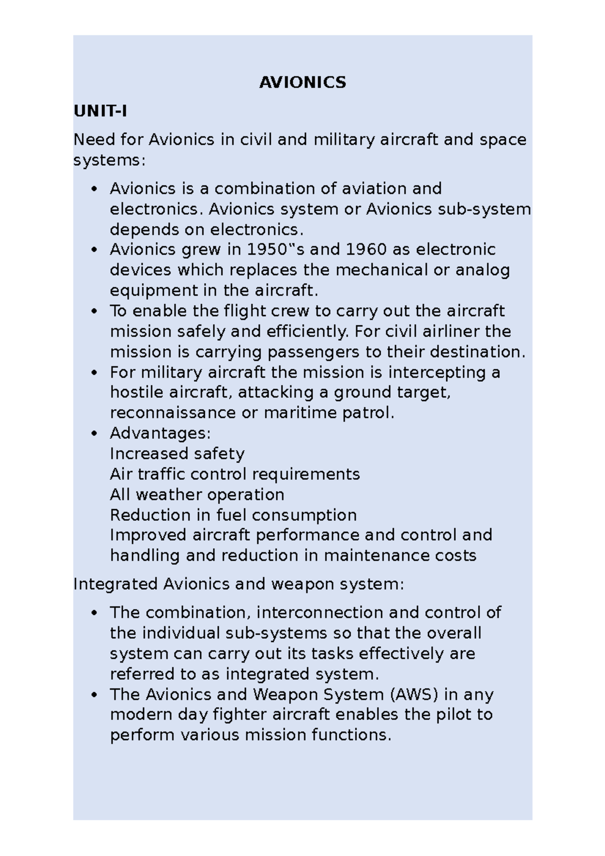 Avionics - Avionics system or Avionics sub-system depends on ...