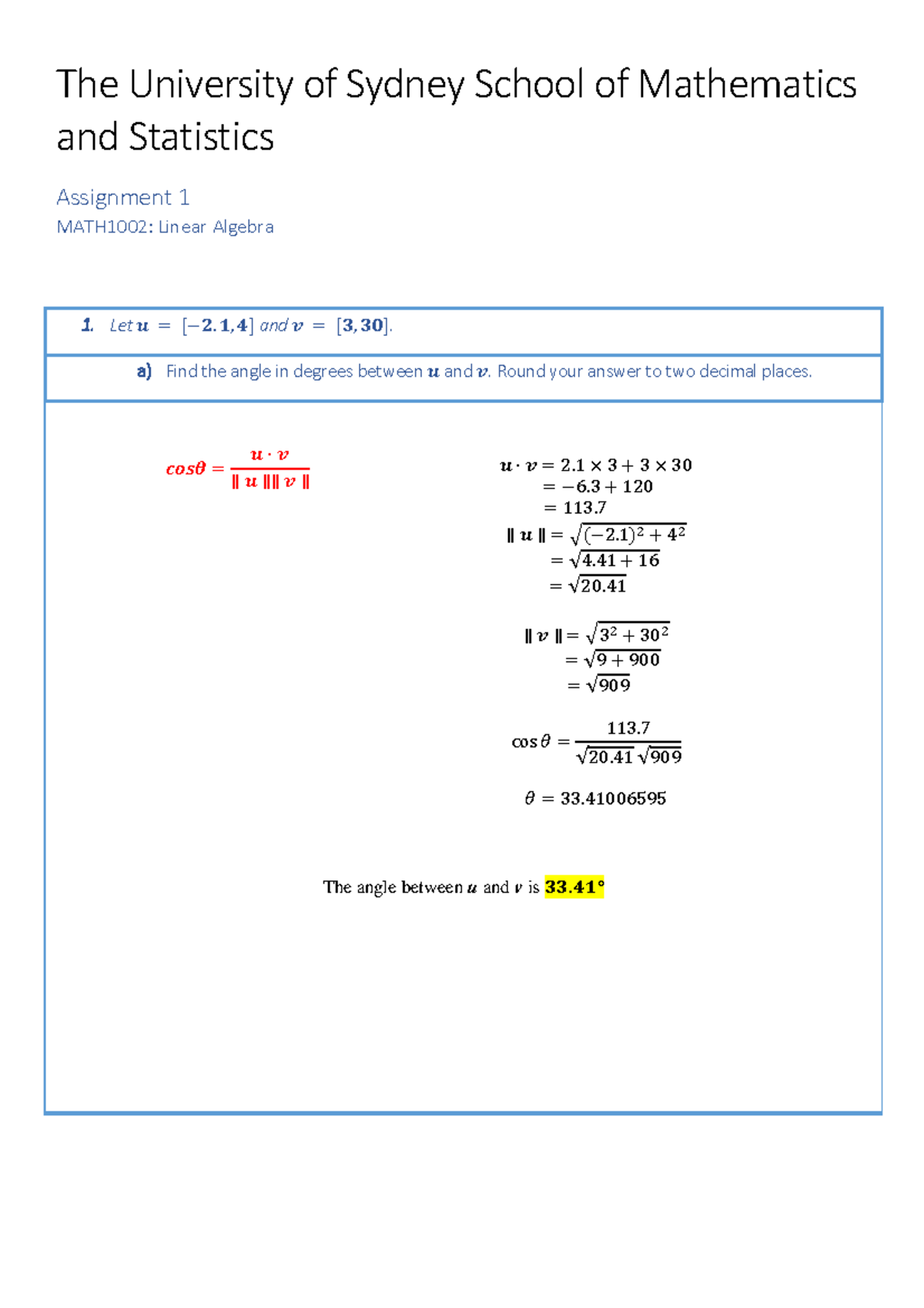 Math1002 Assignment 1 Warning Tt Undefined Function 32 Assignment 1 Let 풖 −ퟐퟏퟒ And 풗