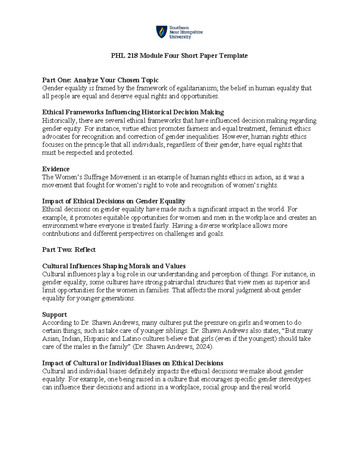 PHL 218 Module Four Short Paper Template Completed - PHL 218 Module ...