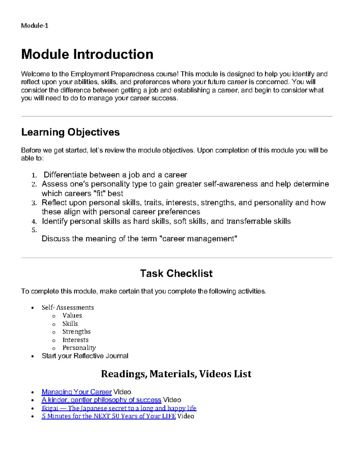 BUSN 702 Module-1 Career Management - Module- Module Introduction ...