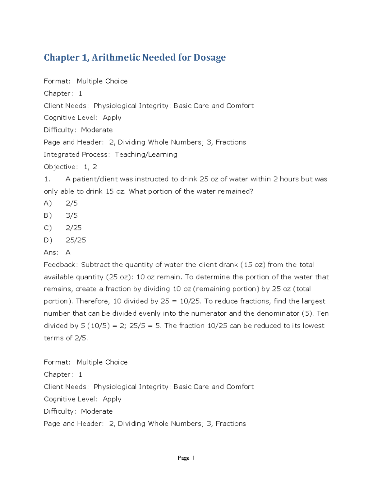 Chapter 1 EXAM - test bank EXAMINATION nursing questions for studying ...