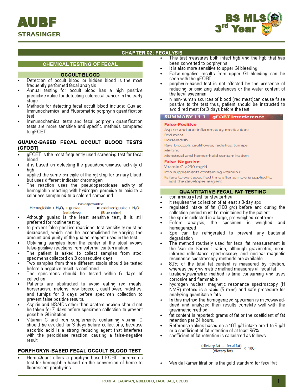 Chapter 2- Intro TO Urinalysis by Strasinger, 6th edition - AUBF ...