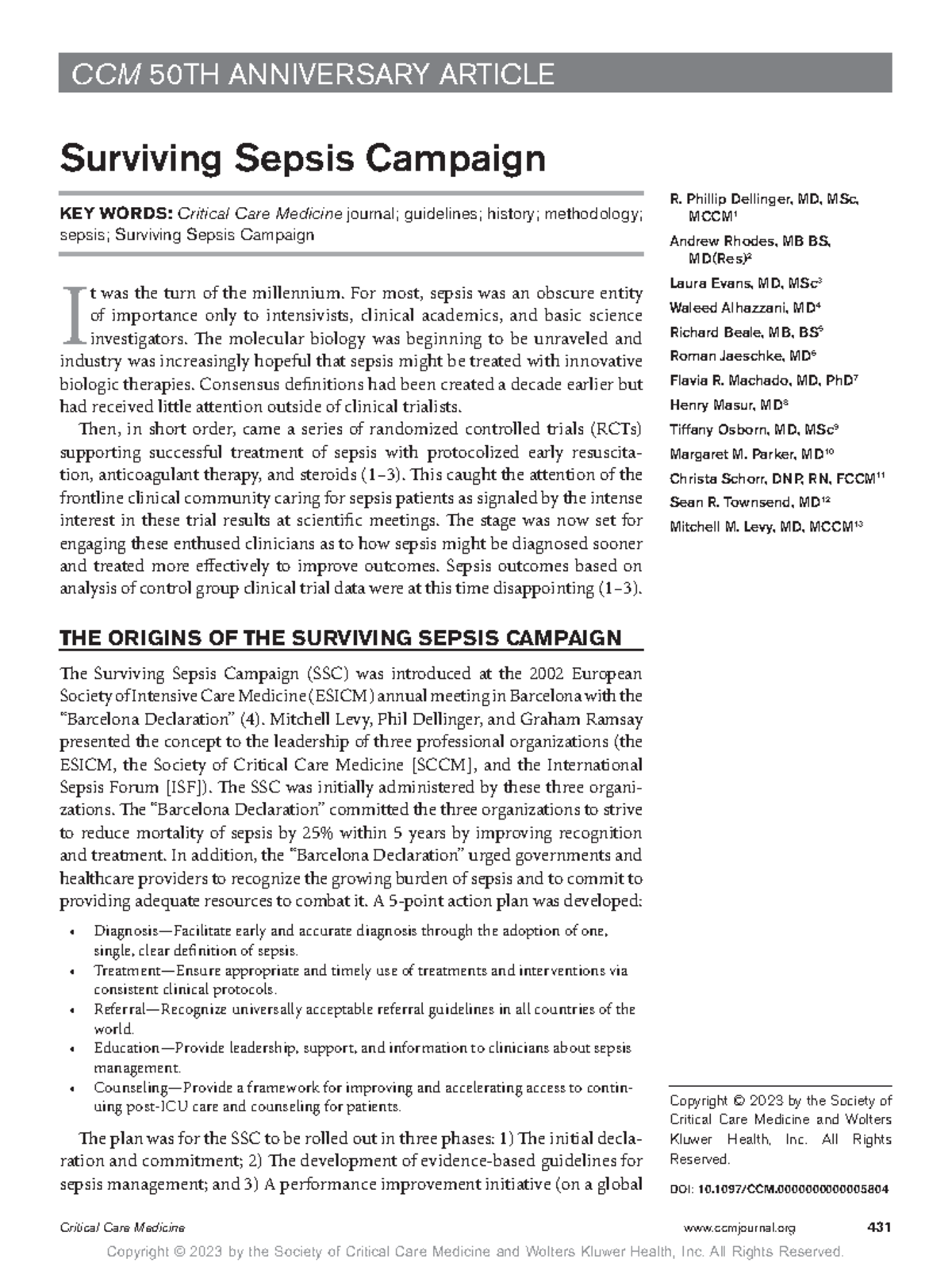 R phillip dellinger surviving sepsis campaign 2023 - Critical Care ...