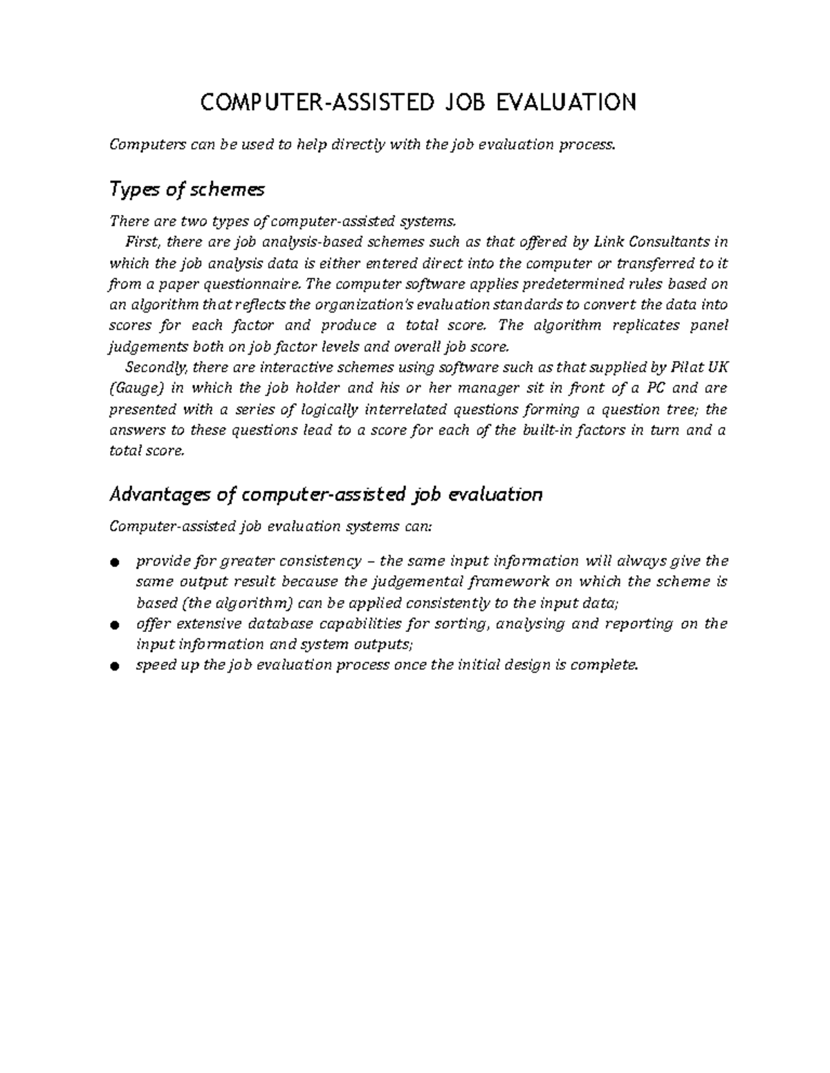 Computer- Assisted JOB Evaluation - COMPUTER-ASSISTED JOB EVALUATION ...