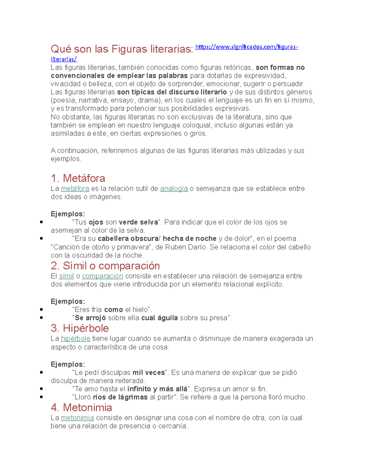 20 Ejemplos De Figuras Literarias