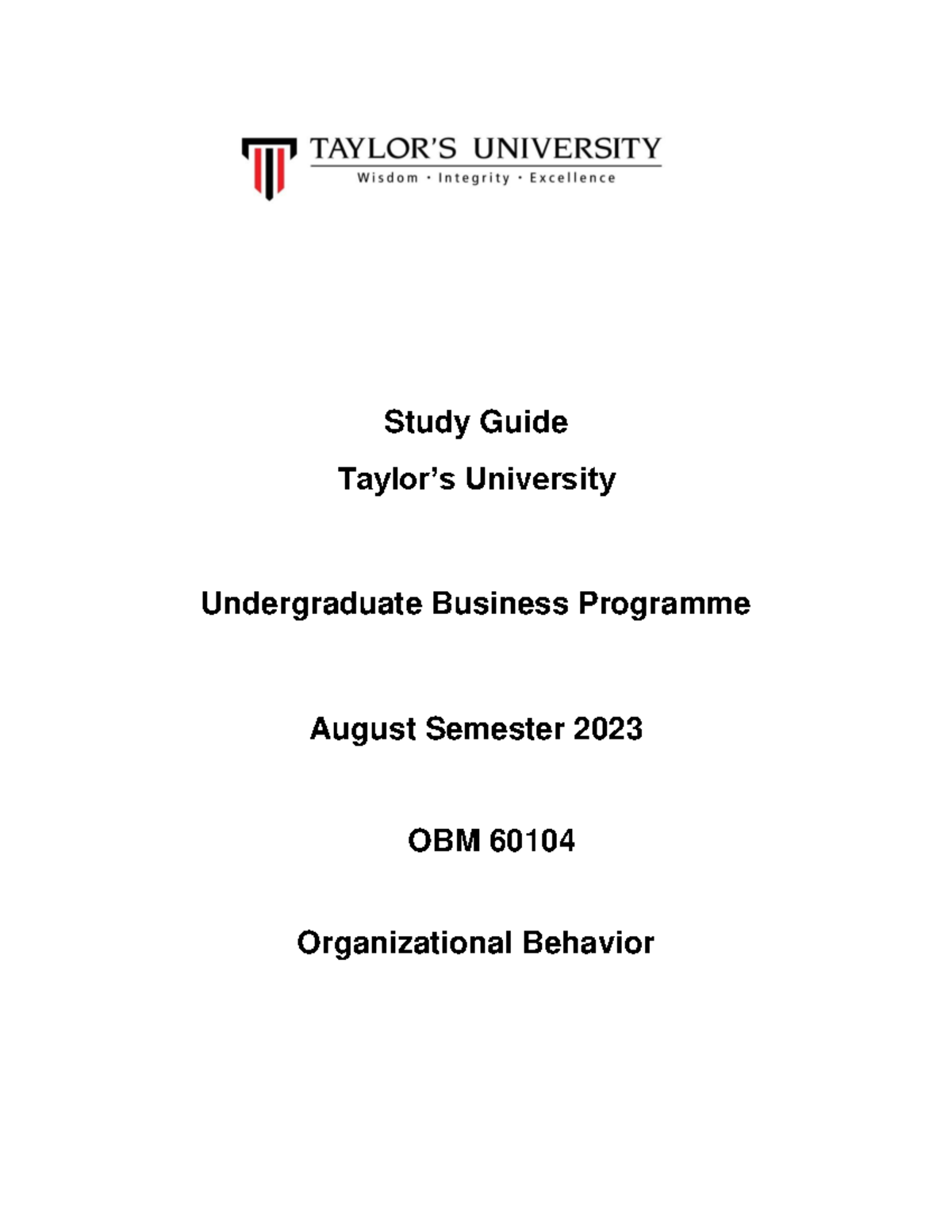 OB SG Aug2023 - fffffffffffffff - Study Guide Taylor’s University ...