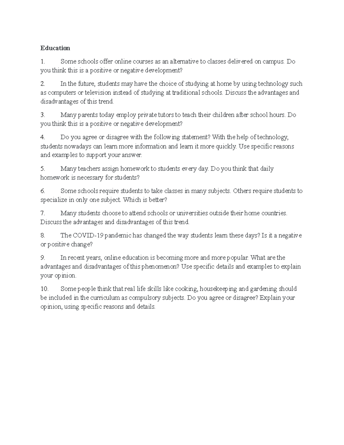 Extra writing topics in Education - Education Some schools offer online ...