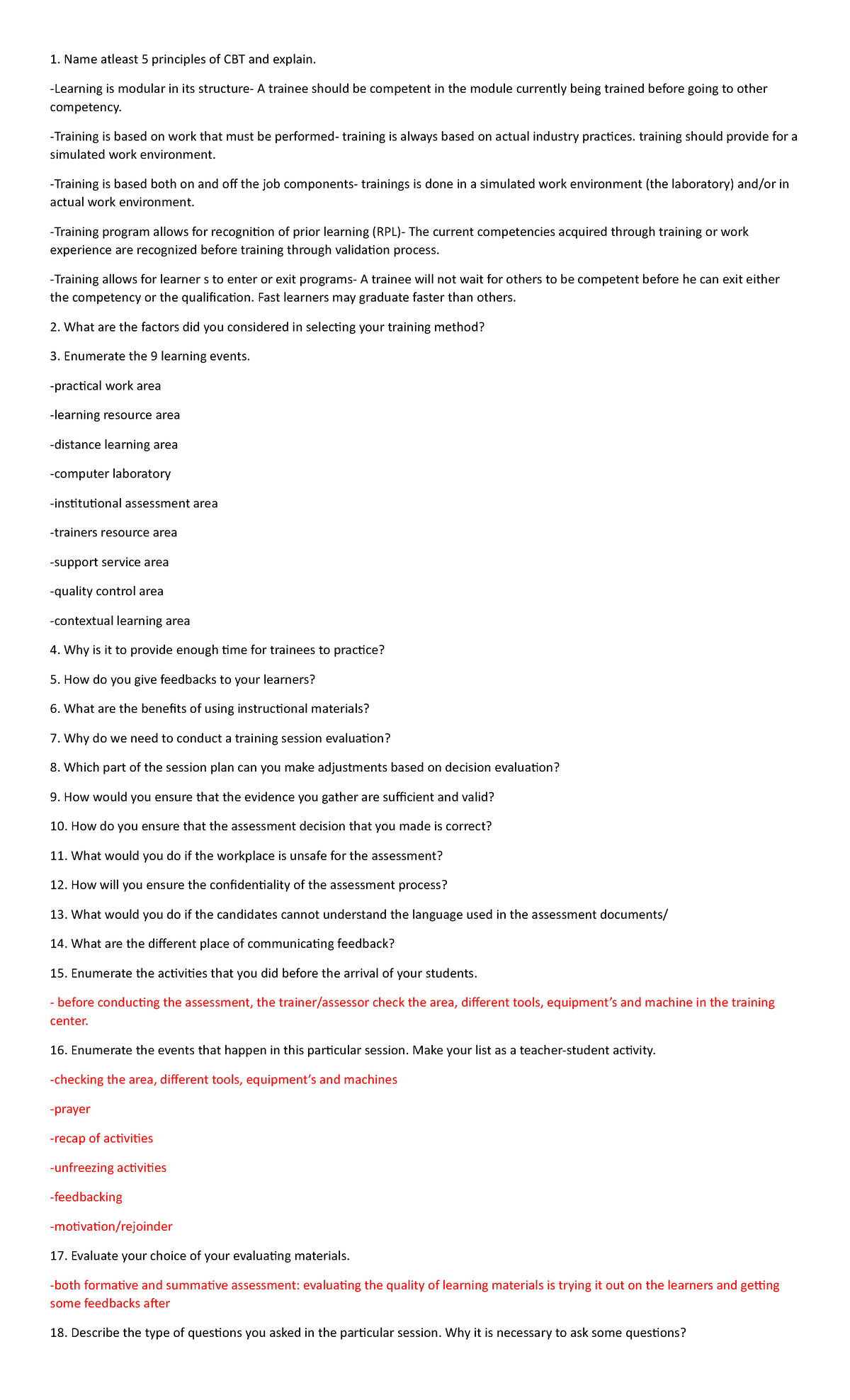 TM Assessment Questions - Name atleast 5 principles of CBT and explain ...