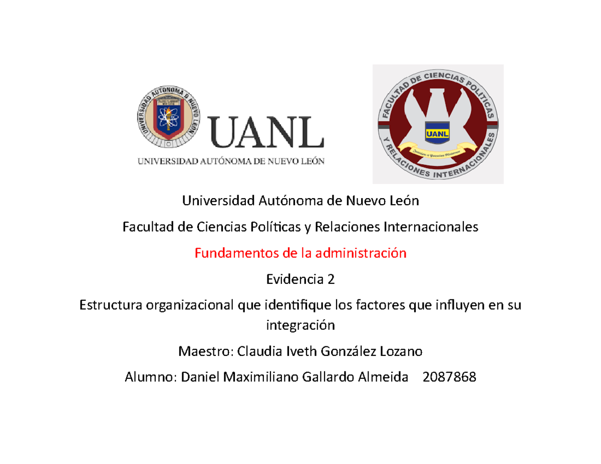 DMGA EV2 FAD - introduccion a la administracion - Universidad Autónoma de Nuevo León Facultad de ...