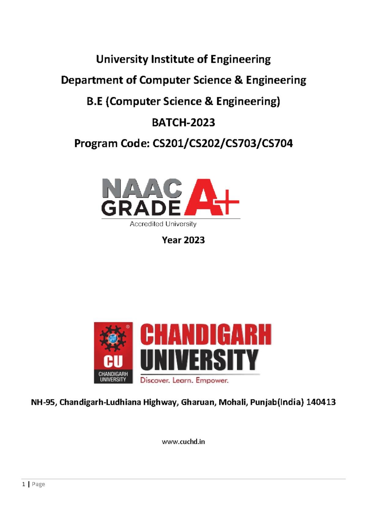 CS Scheme 2023-24(3rd Sem) - 1 | Page University Institute of ...
