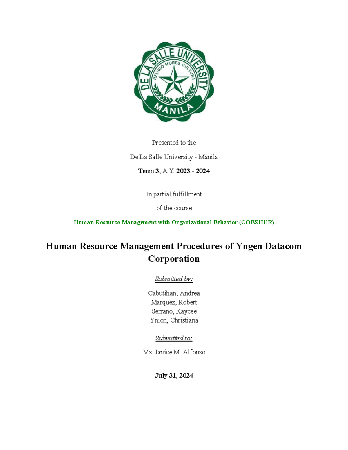 GRP6 Final Paper - Presented to the De La Salle University - Manila ...