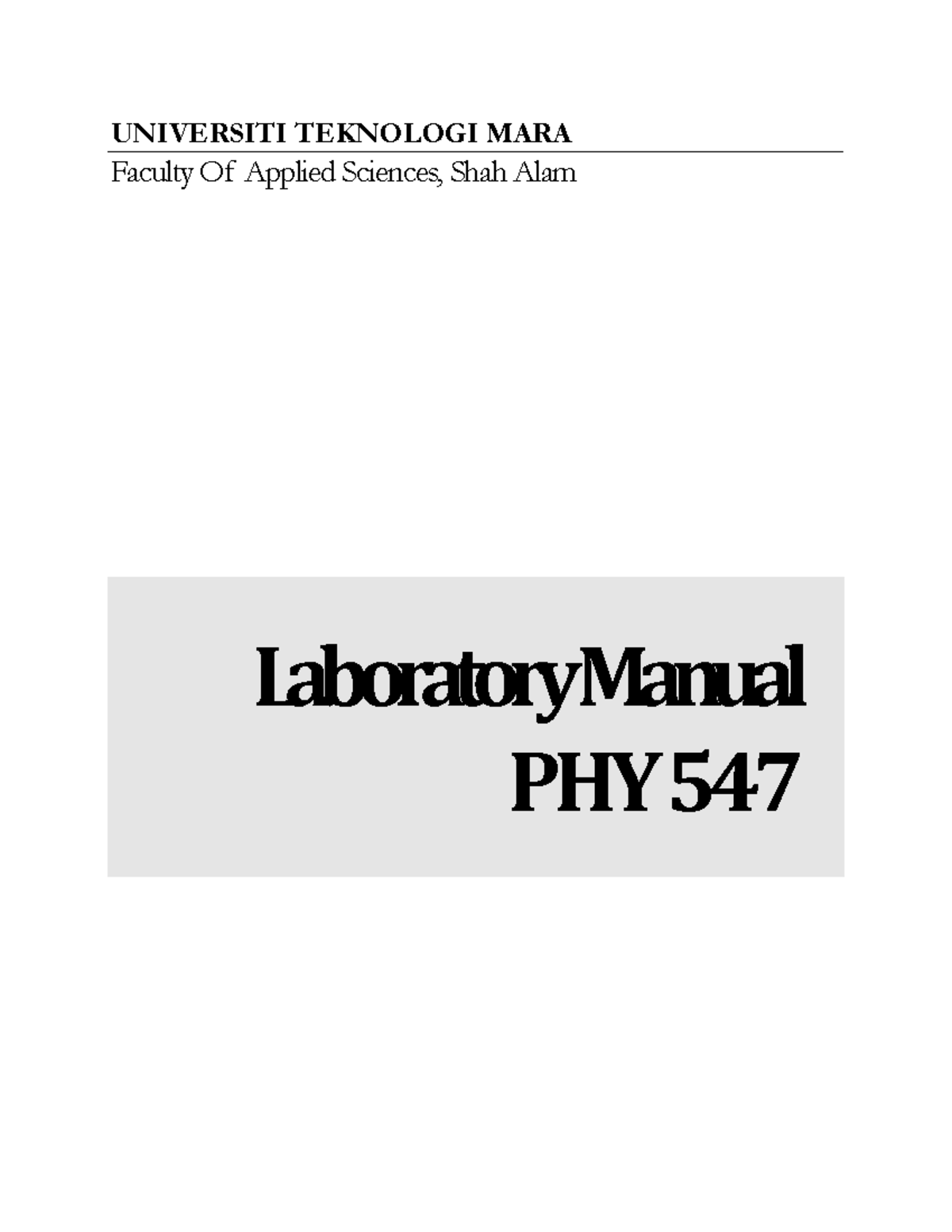 Lab Manual 231022 172309 - UNIVERSITI TEKNOLOGI MARA Faculty Of Applied ...