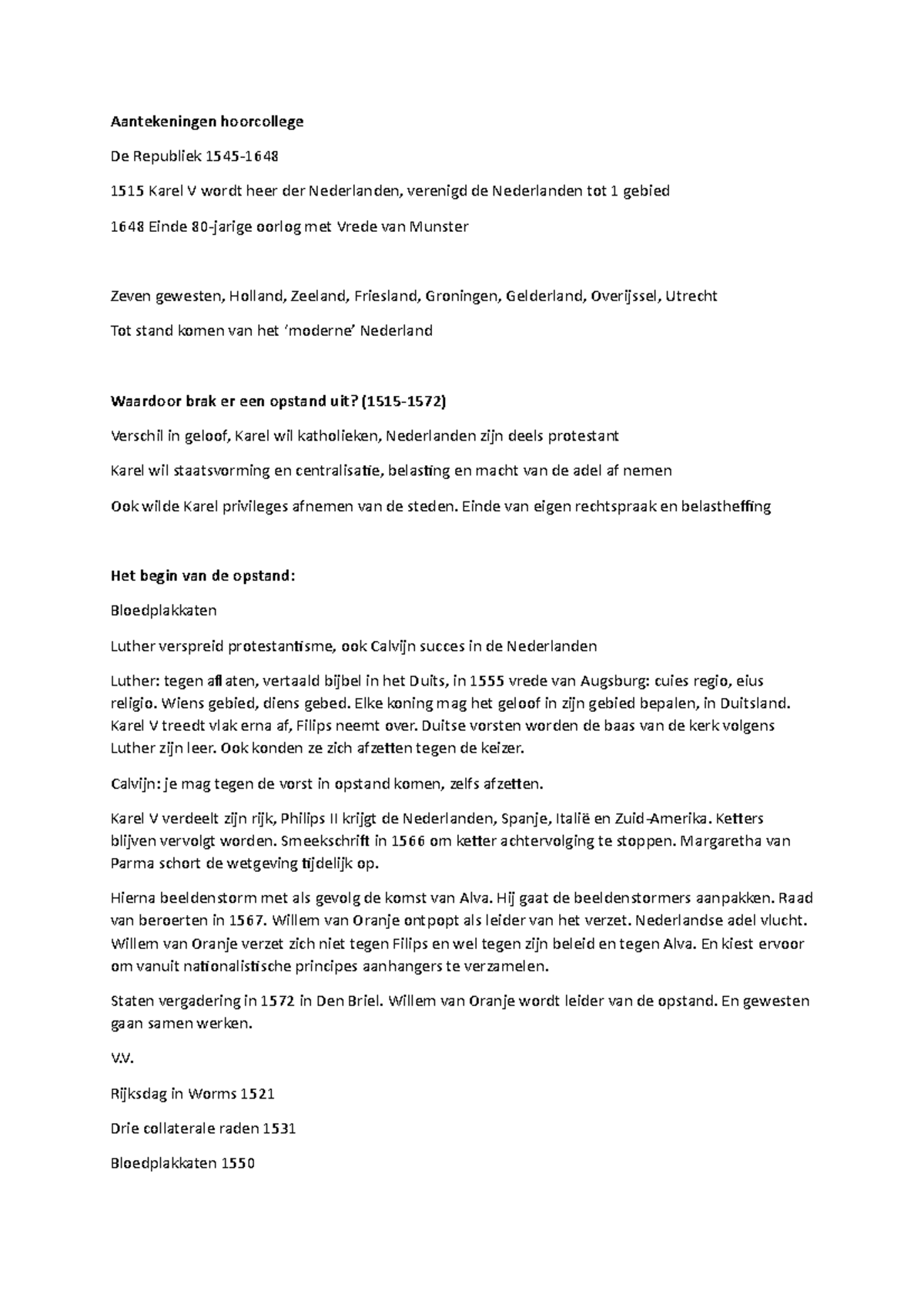 Aantekeningen Hoorcollege Inleiding Biomedische Wetenschappen