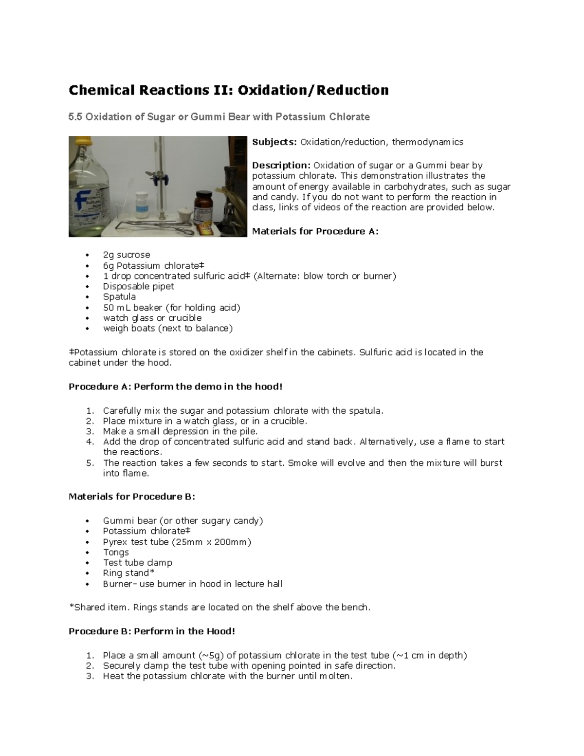 Redox Gummi Bear Demo - Chemical Reactions II: Oxidation/Reduction 5 ...