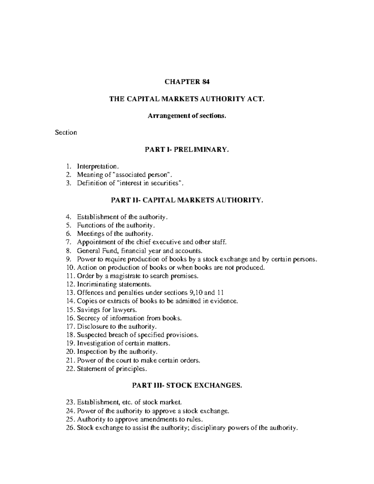CMA Act Cap 84 - CHAPTER 84 THE CAPITAL MARKETS AUTHORITY ACT ...