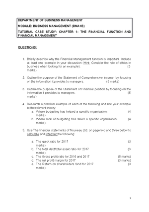 Chapter 2 - tutorial work - DEPARTMENT OF BUSINESS MANAGEMENT MODULE ...