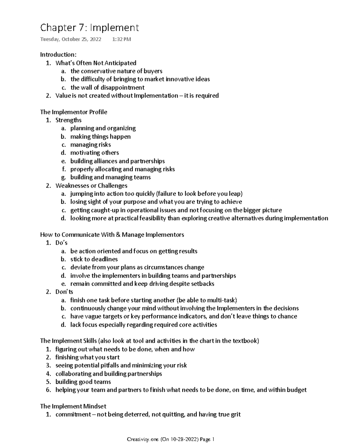 Chapter 7 Implement - Professor Neil Fogarty - Introduction: What’s ...