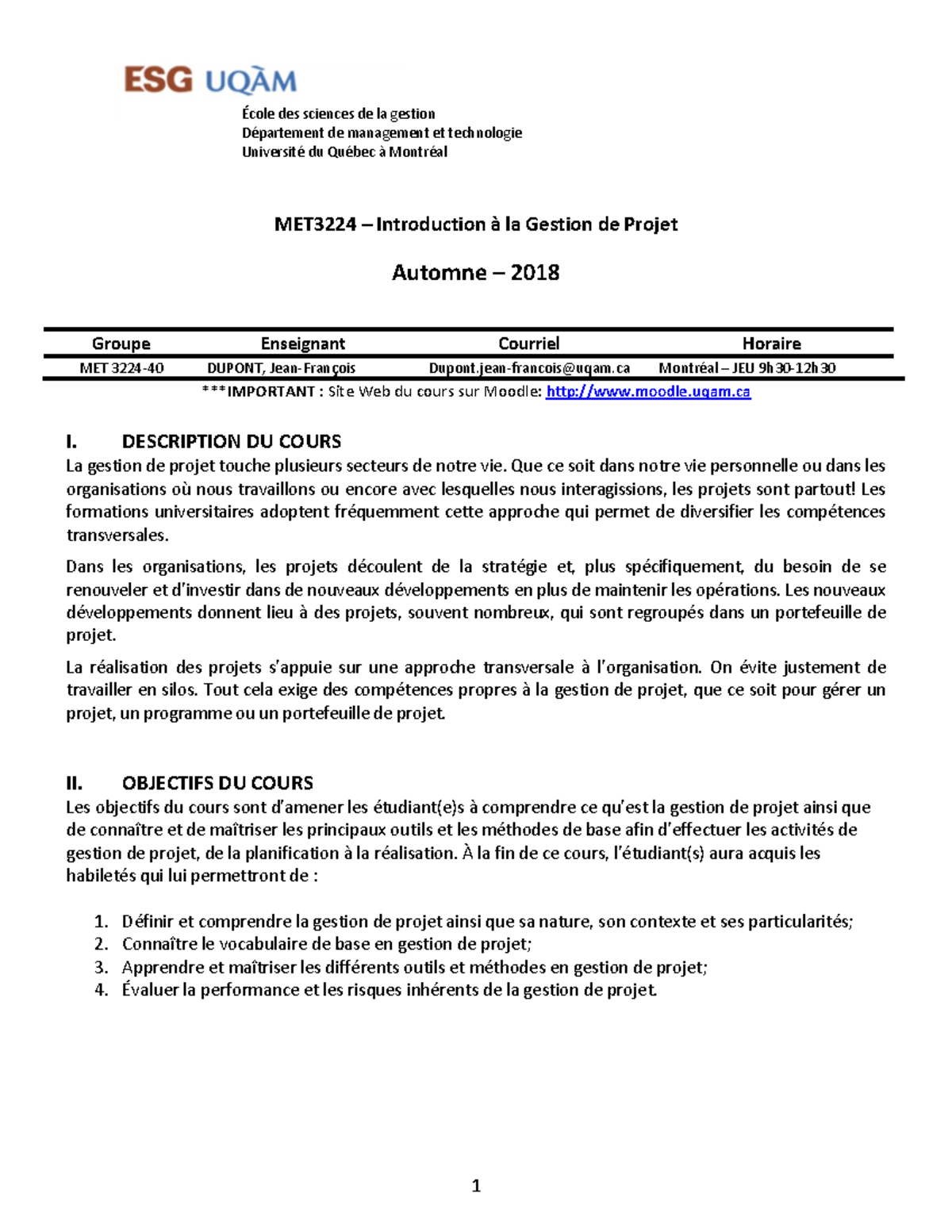 Plan Cours-MET3224 2018 A Plan Cours Final Gr40 - Warning: TT: undefined function: 32 Warning ...