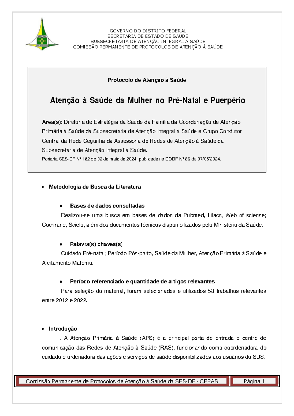 Protocolo Atenção à Saúde da Mulher no Pré-Natal e Puerpério - GOVERNO ...