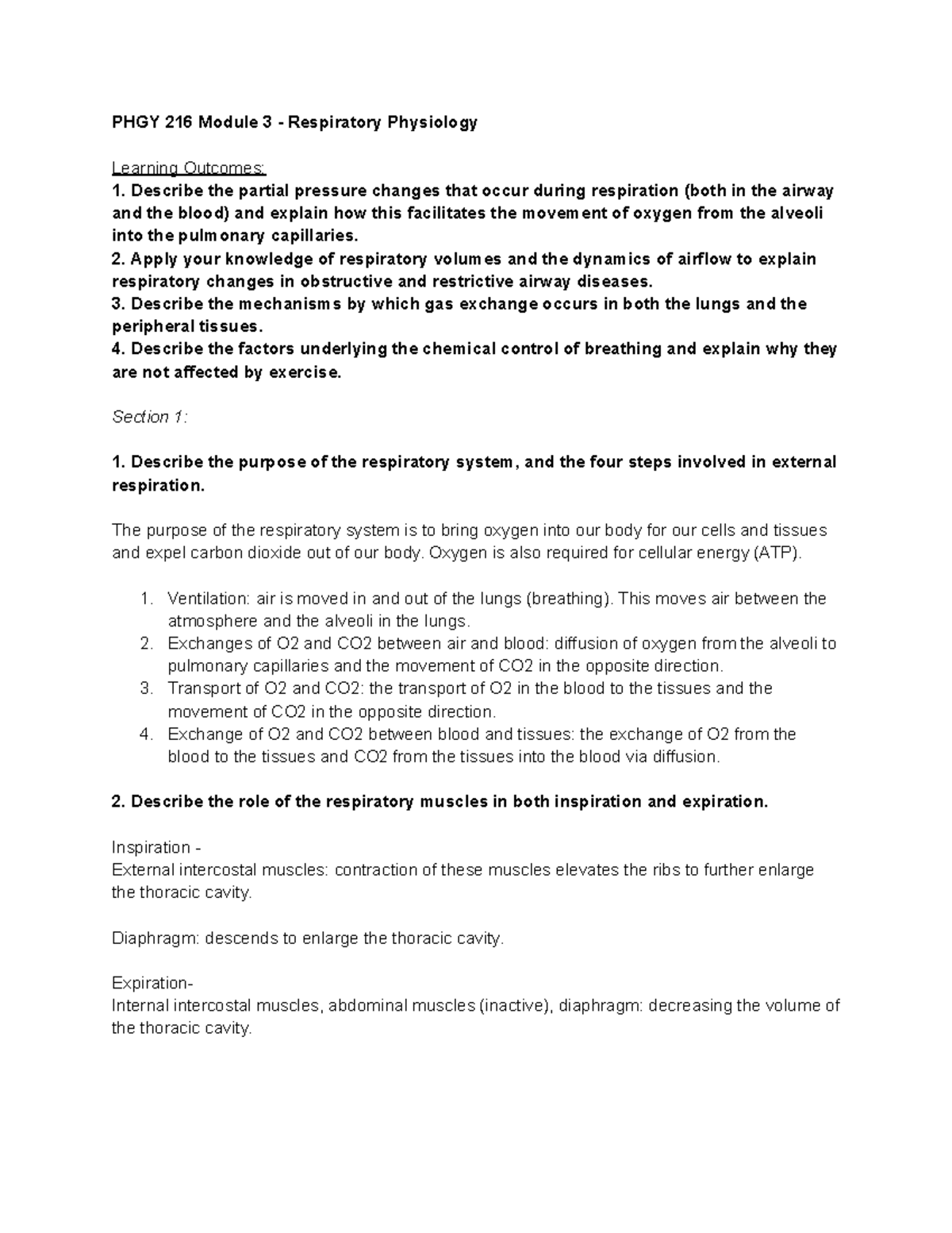 PHGY 216 Module 3 - Respiratory Physiology - PHGY 216 Module 3 ...