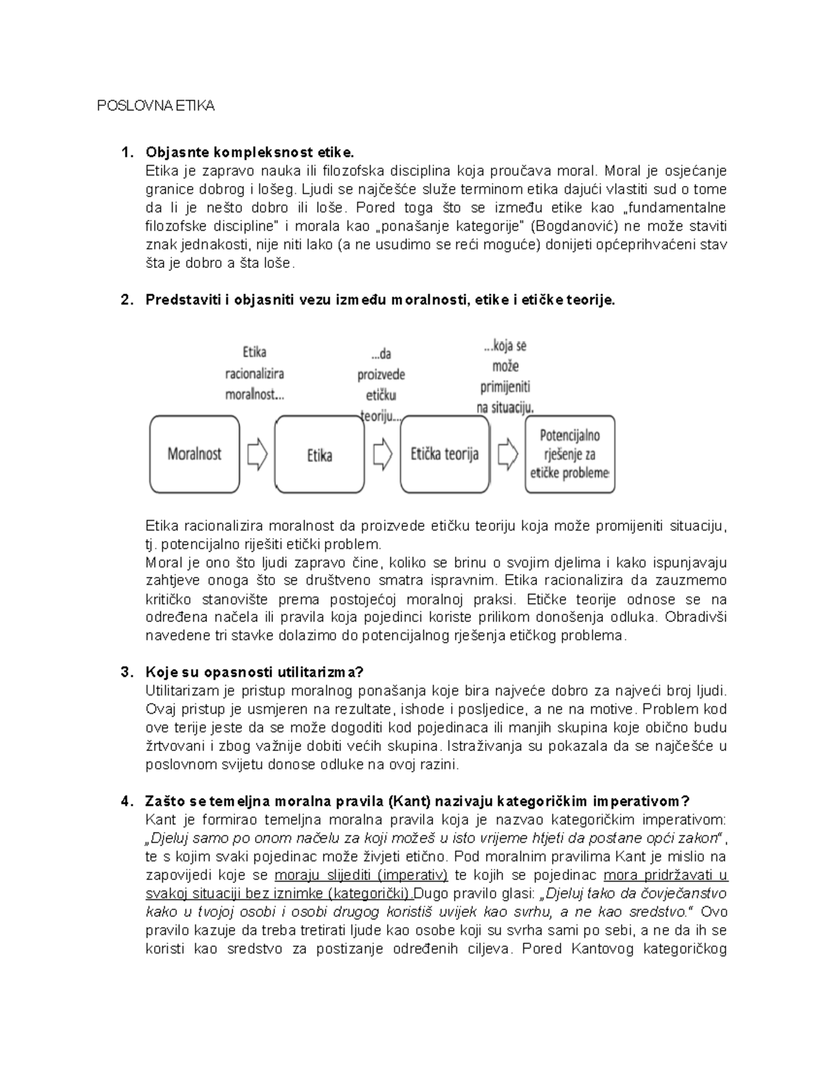 Poslovna- Etika-1 - POSLOVNA ETIKA Objasnte kompleksnost etike. Etika je zapravo nauka ili - Studocu