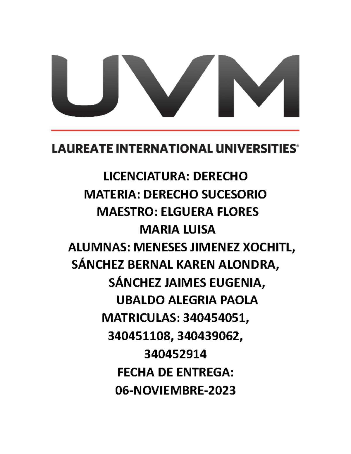 Actividad 5. Proyecto integrador etapa 2 DS - LICENCIATURA: DERECHO MATERIA: DERECHO SUCESORIO ...