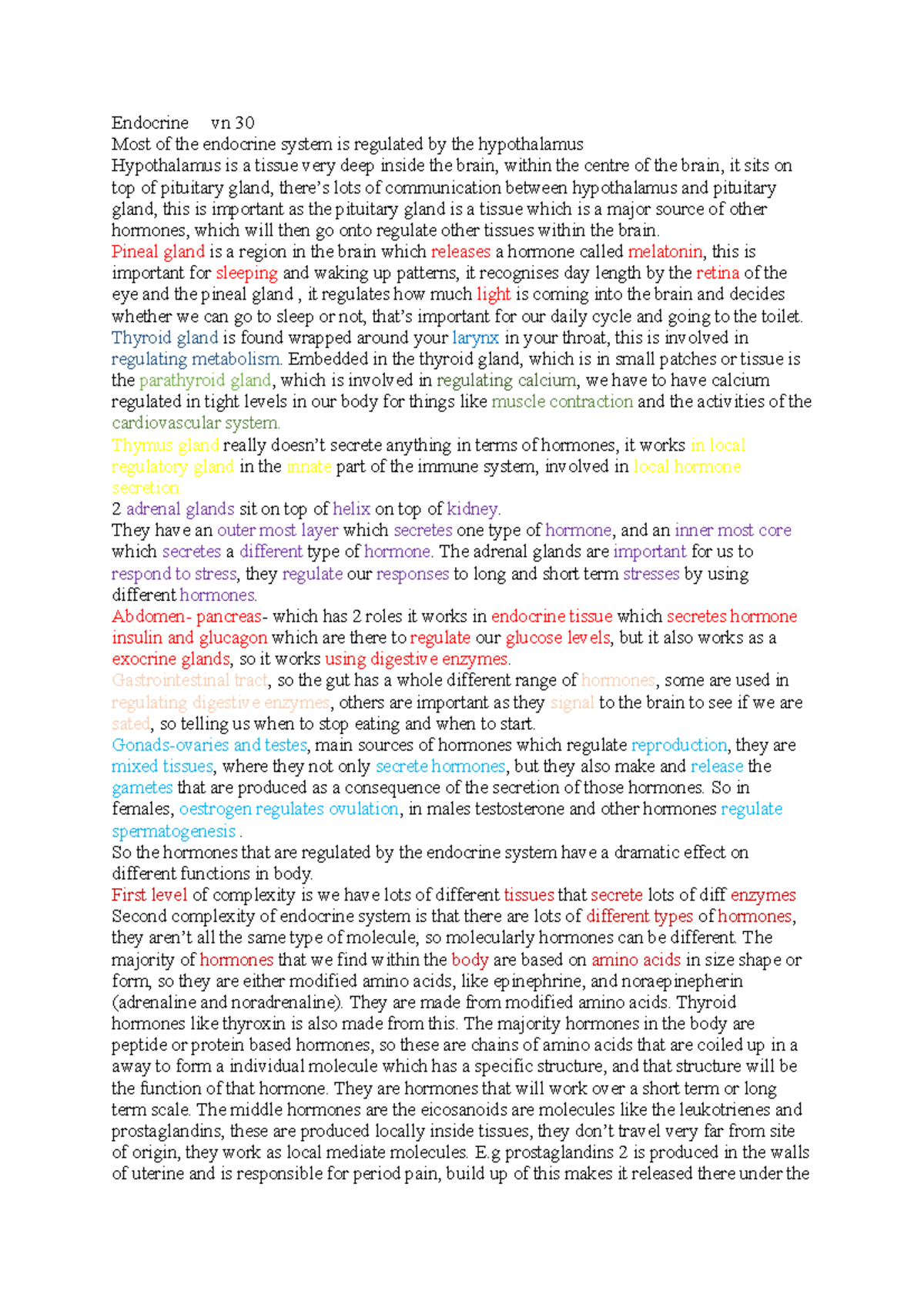 Endocrine - Lecture notes 1 - Endocrine vn 30 Most of the endocrine ...