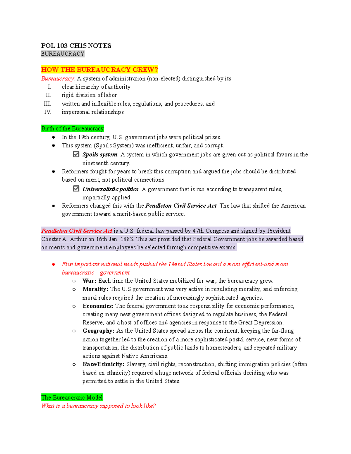POL 103 CHP15 Notes - POL 103 - CUNY - Studocu