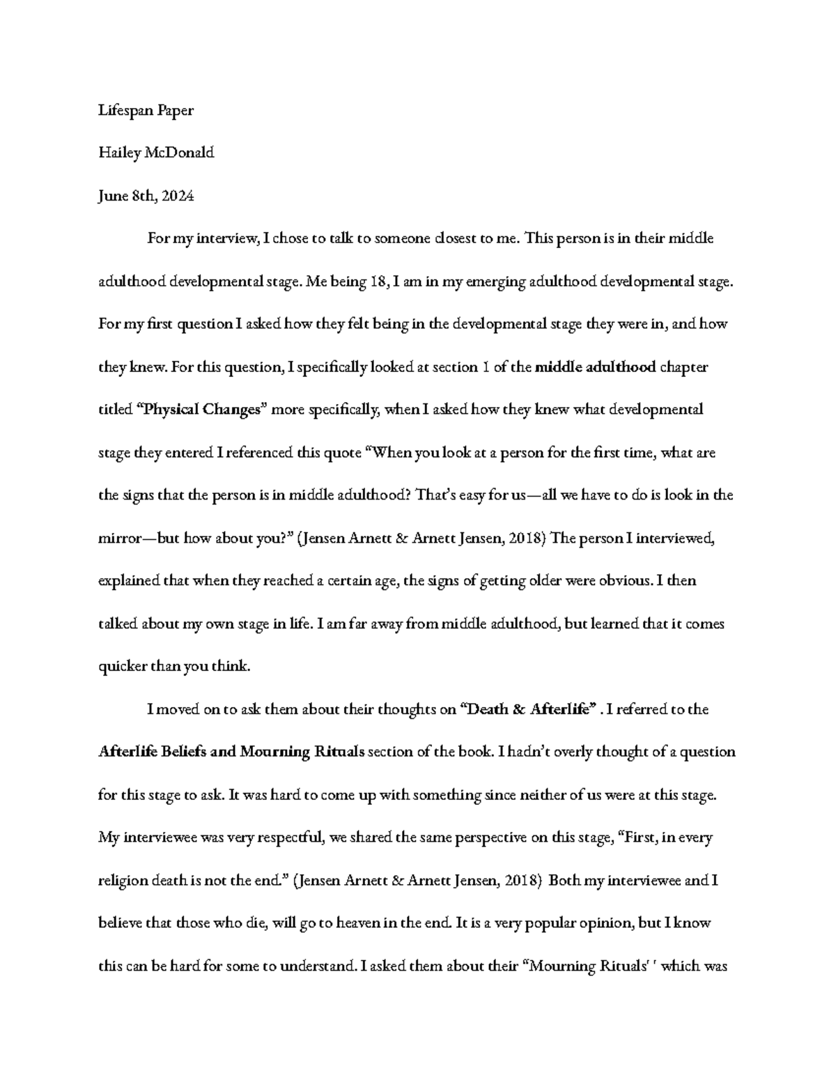Lifespan Paper - Lifespan Paper Hailey McDonald June 8th, 2024 For my ...
