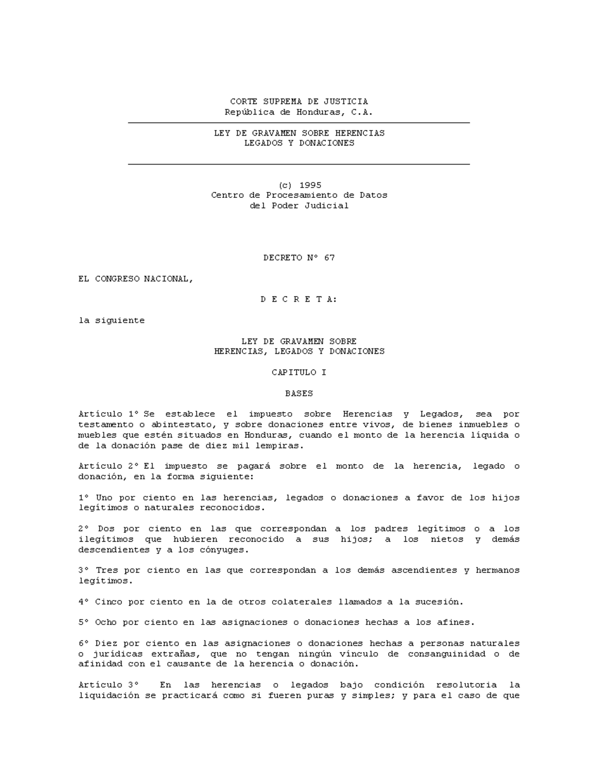 Ley De Gravamen Sobre Herencias Legados Y Donaciones Corte Suprema De