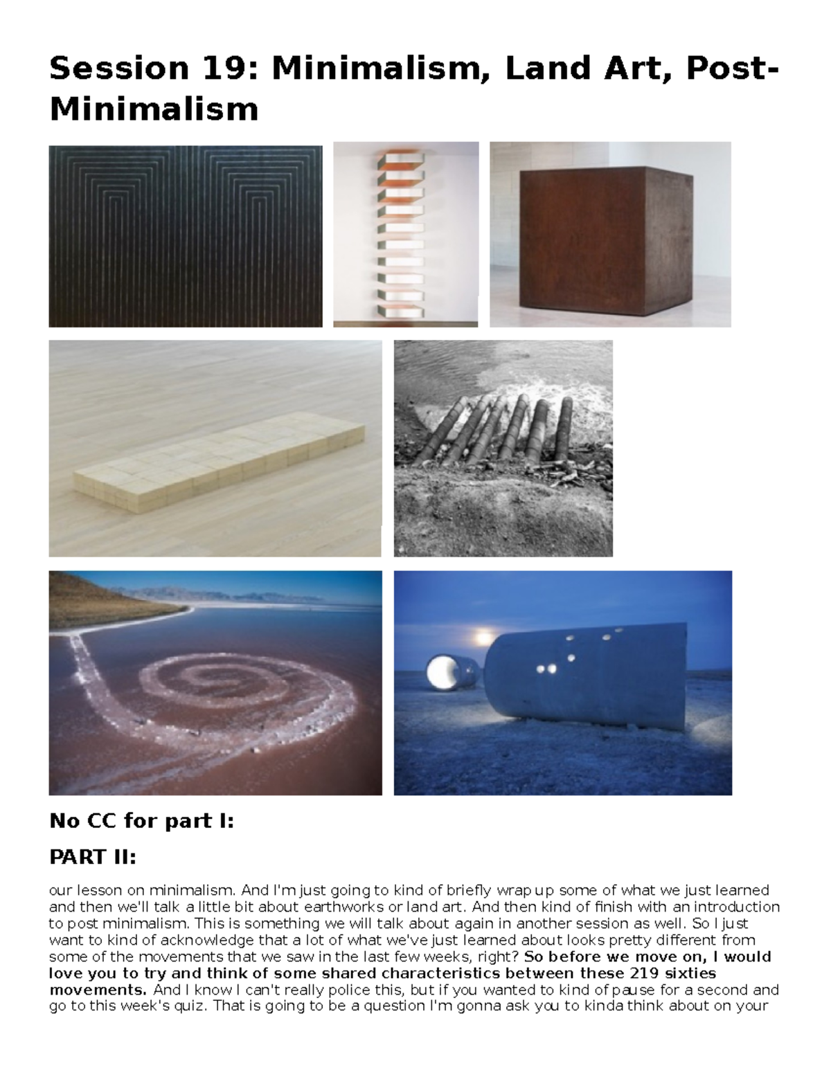 Lec 19 - Minimalism, Land Art, Post-Minimalism - Session 19: Minimalism ...