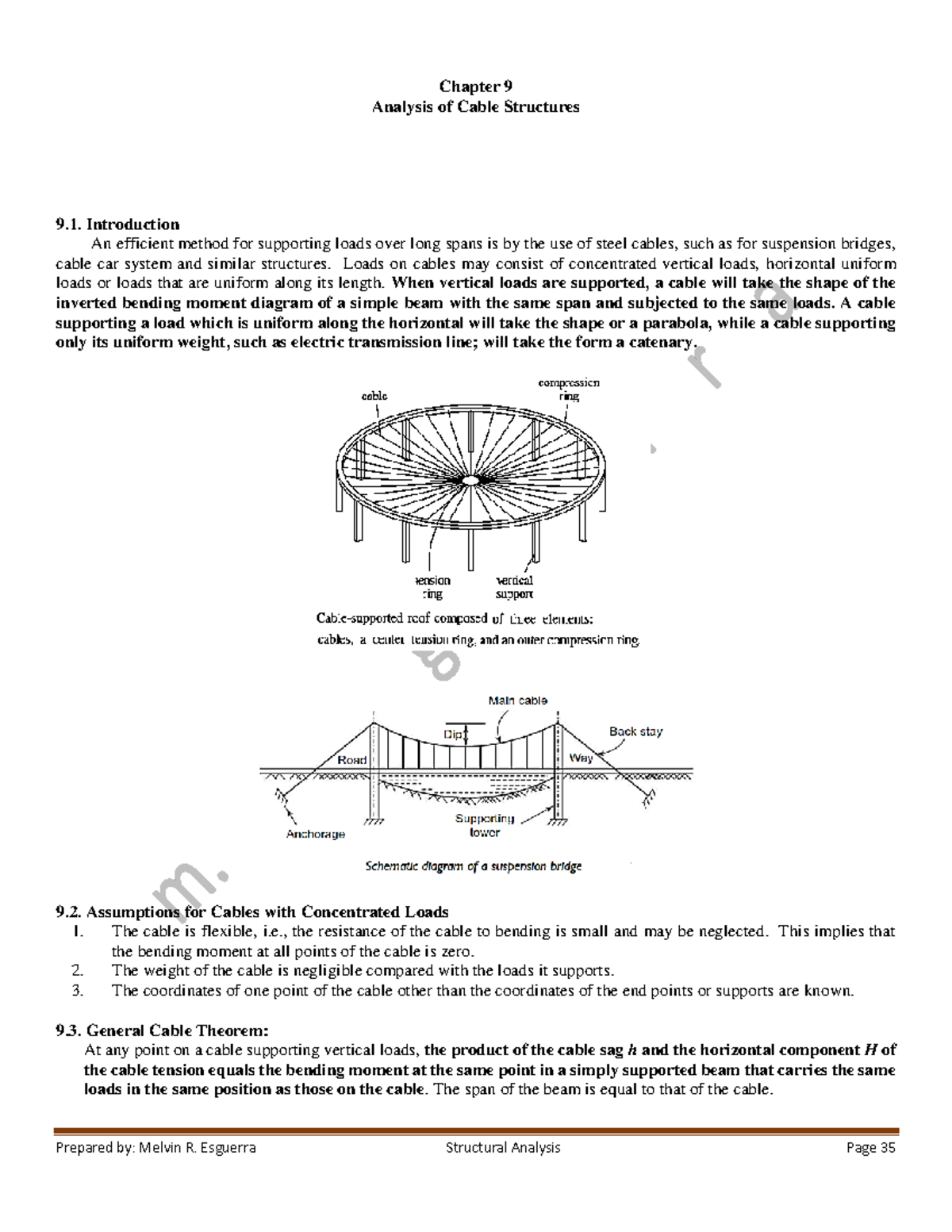 Analysis OF Cable Structures - Chapter 9 Analysis of Cable Structures 9. 1. Introduction An ...