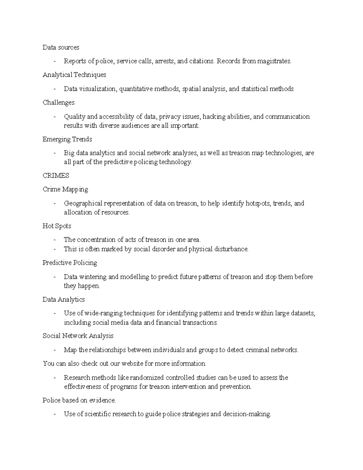 Intelligence Analysis notes 11 - Data sources - Reports of police ...