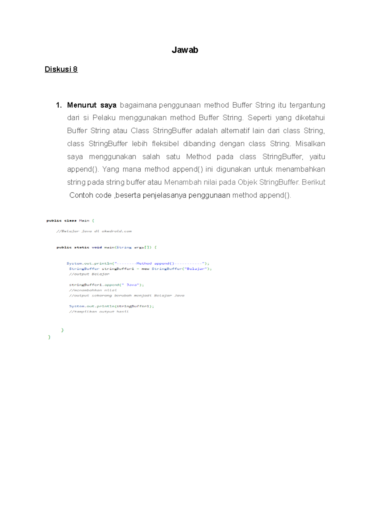 Diskusi 8 Algoritma Dan Pemrograman Jawab Diskusi 8 Menurut Saya Bagaimana Penggunaan Method