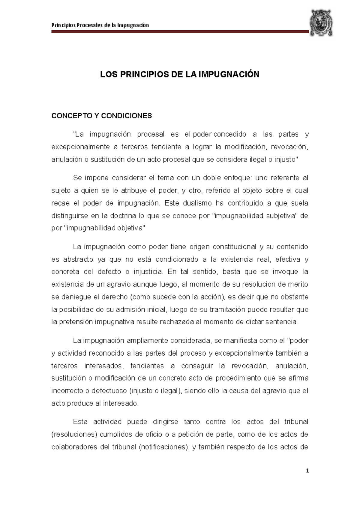 72225848 Los Principios de La Impugnacion - LOS PRINCIPIOS DE LA ...