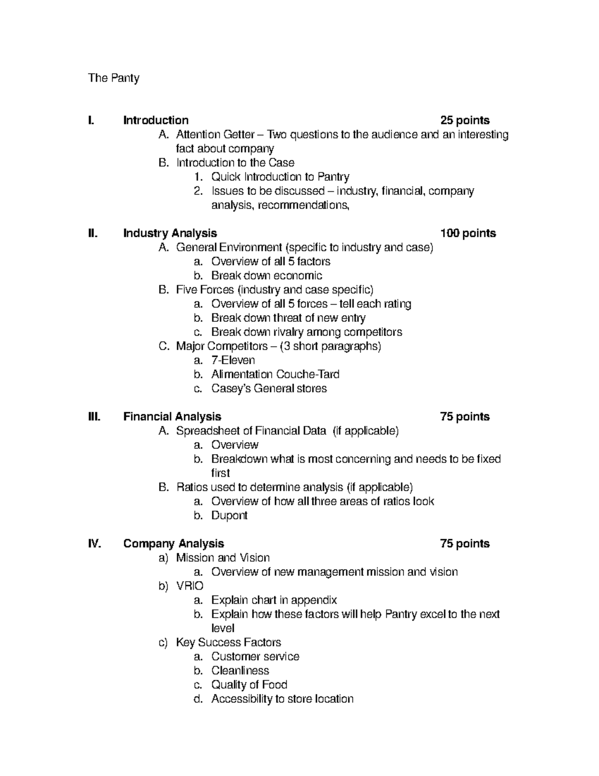 Real Panty Outline and Paper - The Panty I. Introduction 25 points A ...