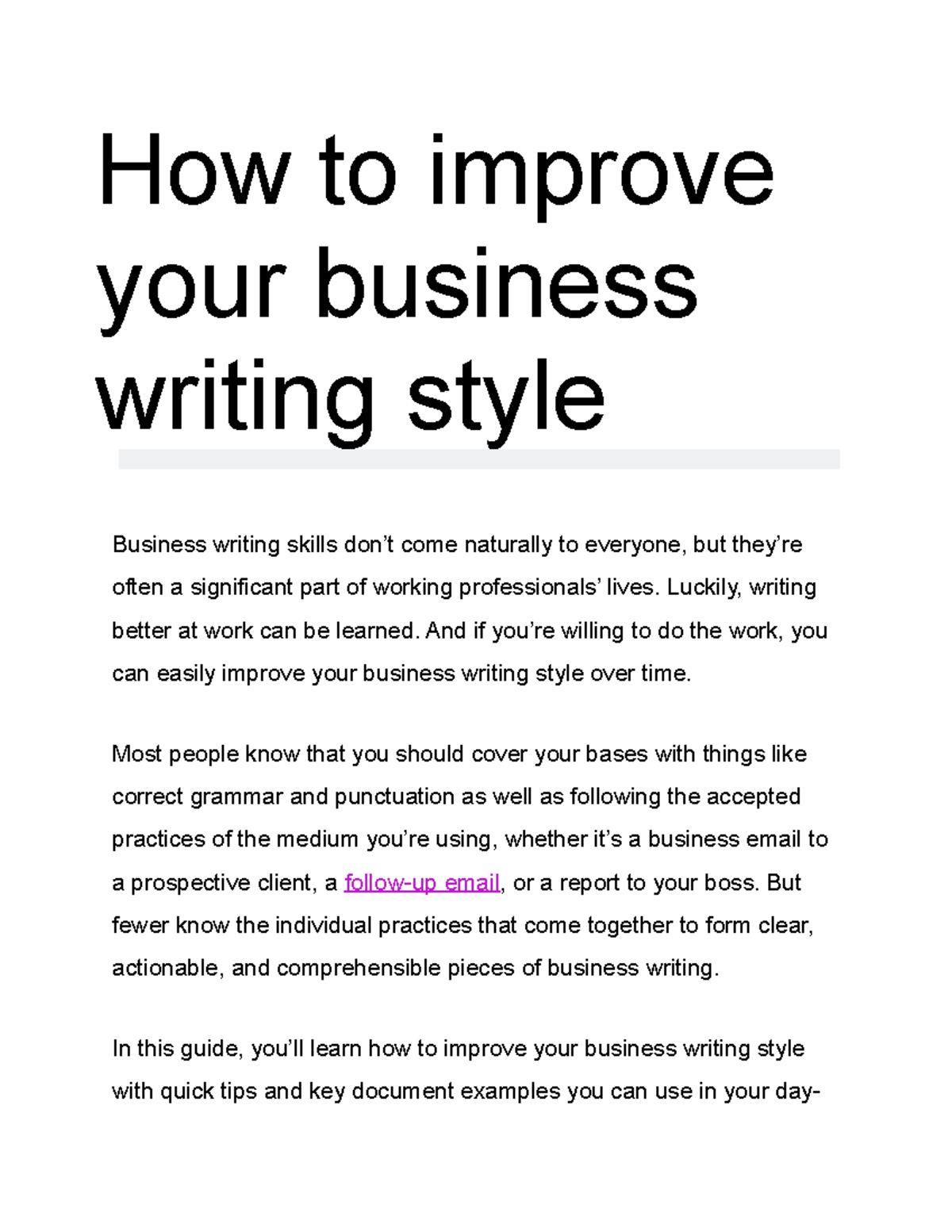 How To Improve Your Business Writing Style How To Improve Your
