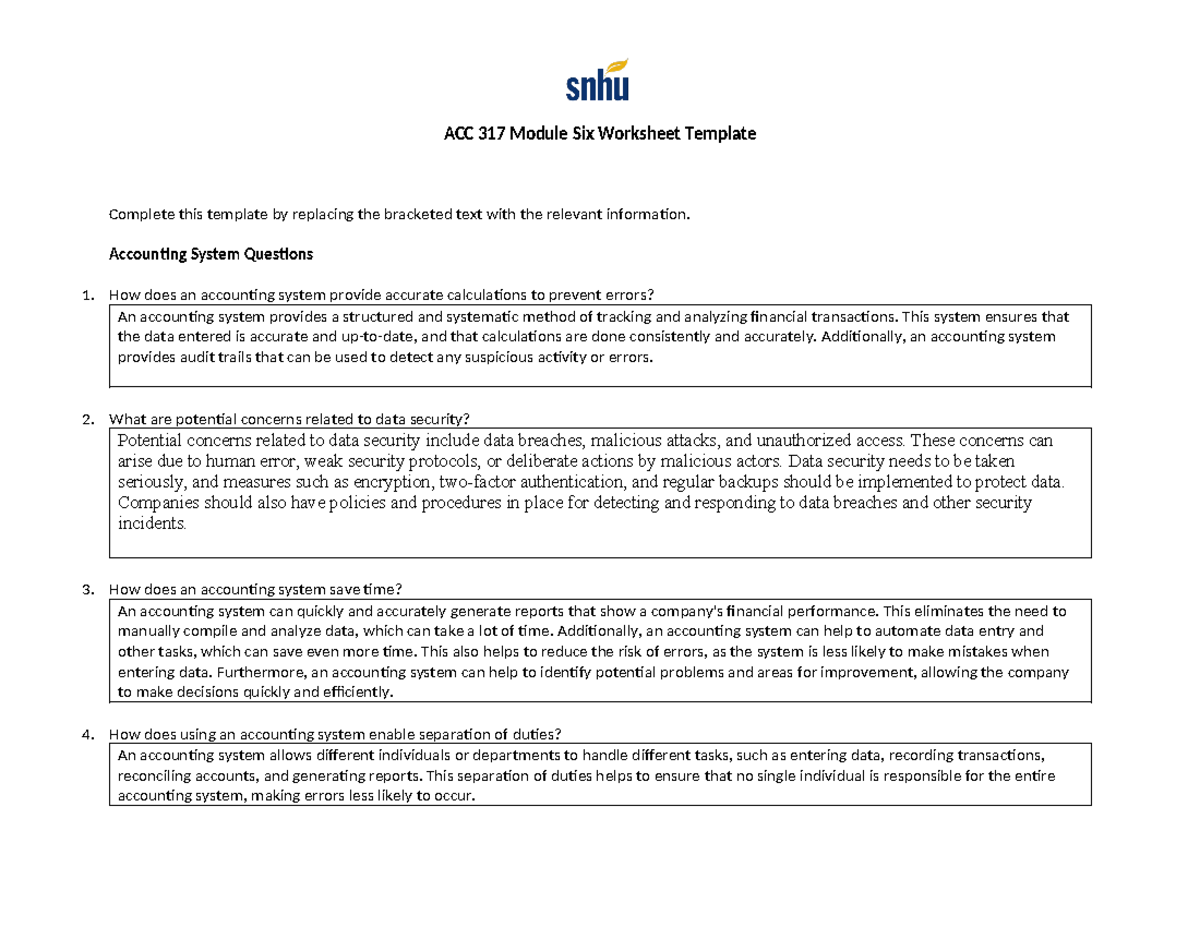 ACC 317 Module Six Worksheet Template - ACC 317 Module Six Worksheet ...