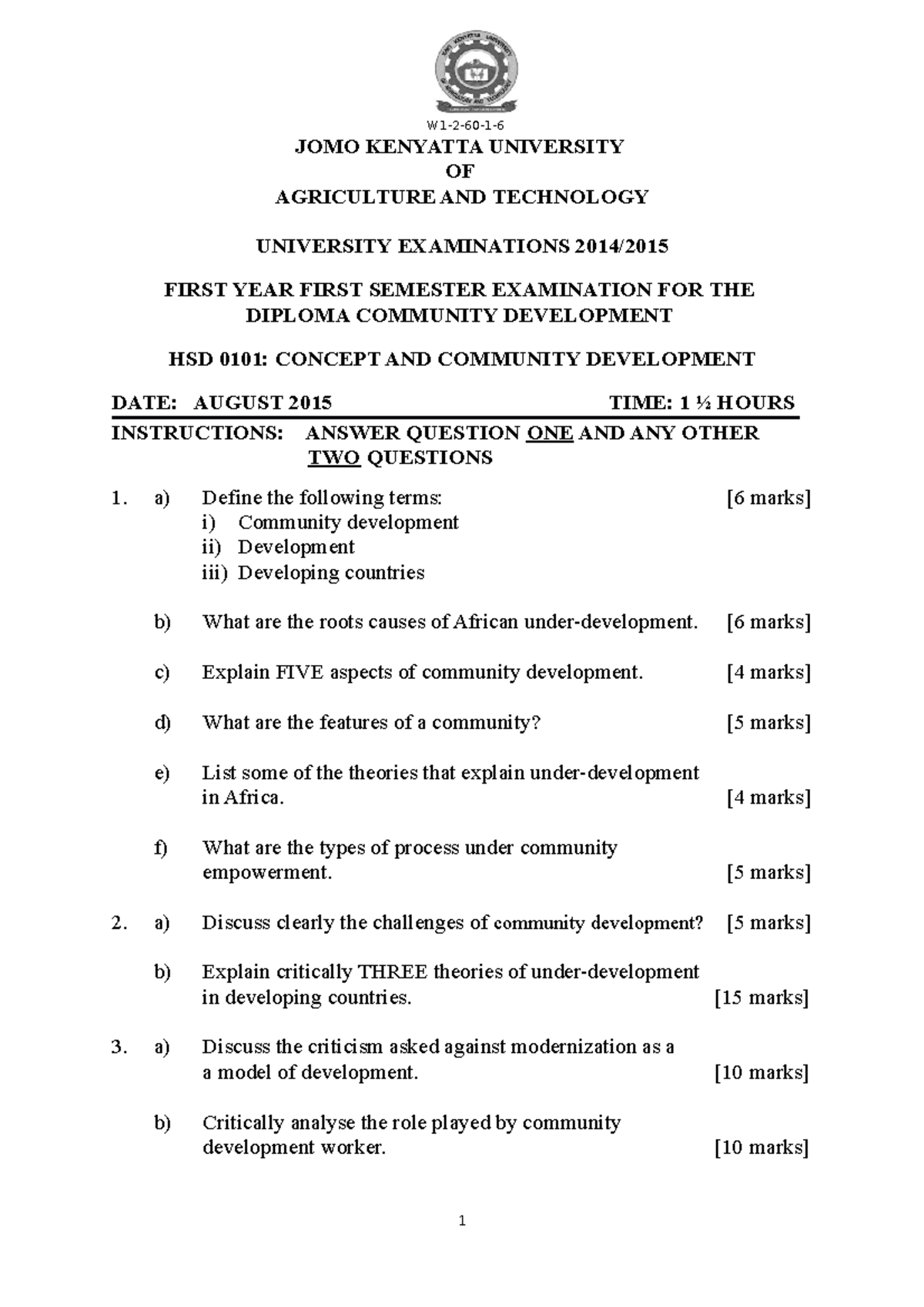 HSD 0101 Concept and Community Development - W1-2-60-1- JOMO KENYATTA ...
