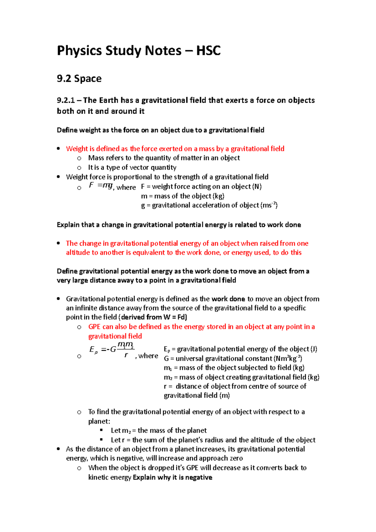 Physics Notes HSC - Physics Study Notes – HSC 9 Space 9.2 – The Earth ...