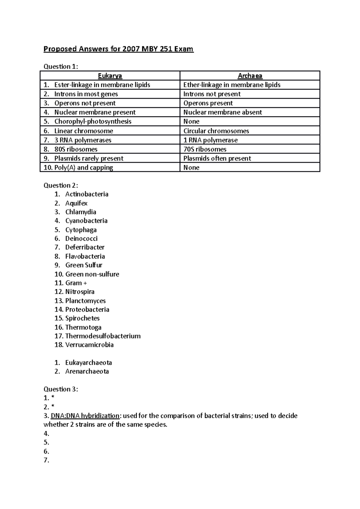 MBY 251 BACTERIOLOGY 2007 Exam Memorandum - Proposed Answers for 2007 ...