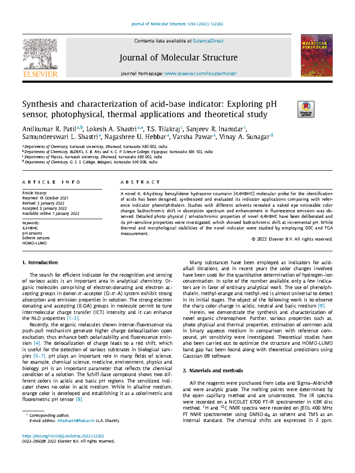 1-s2 - mhvcjh - Journal of Molecular Structure 1254 (2022) 132363 ...
