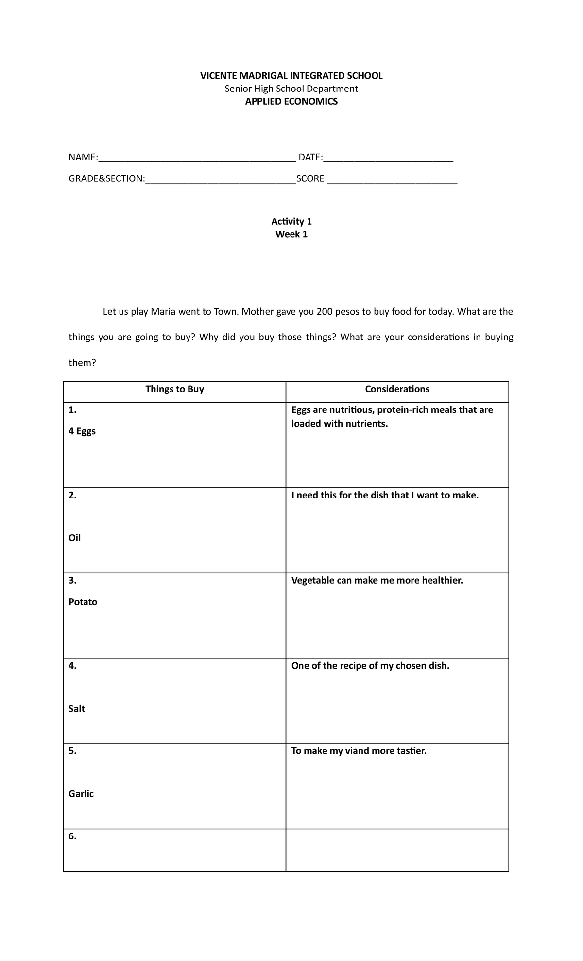 Applied Economics Activity Sheets Q1 - VICENTE MADRIGAL INTEGRATED ...