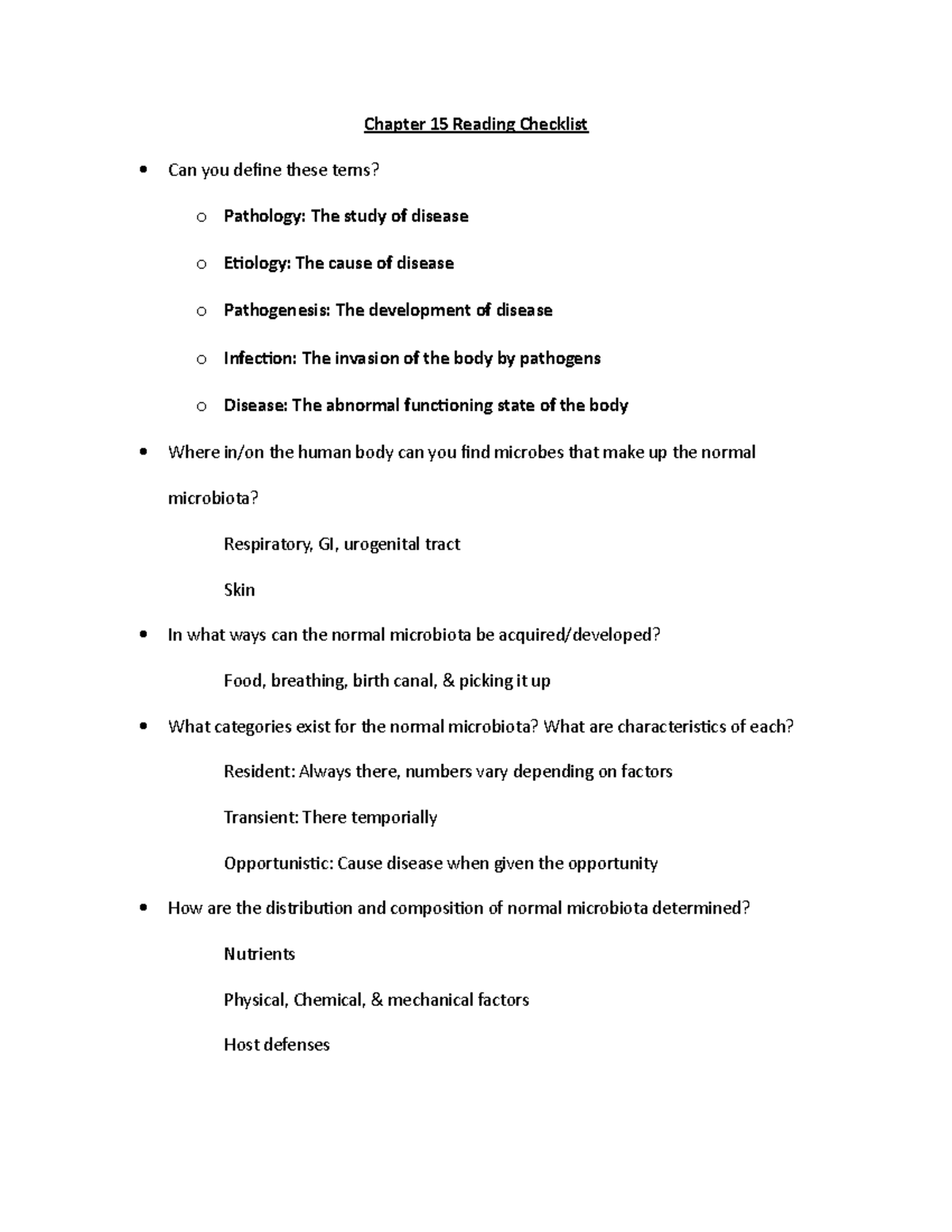 Chapter 15 Checklist - ch 15 study guide - Chapter 15 Reading Checklist ...